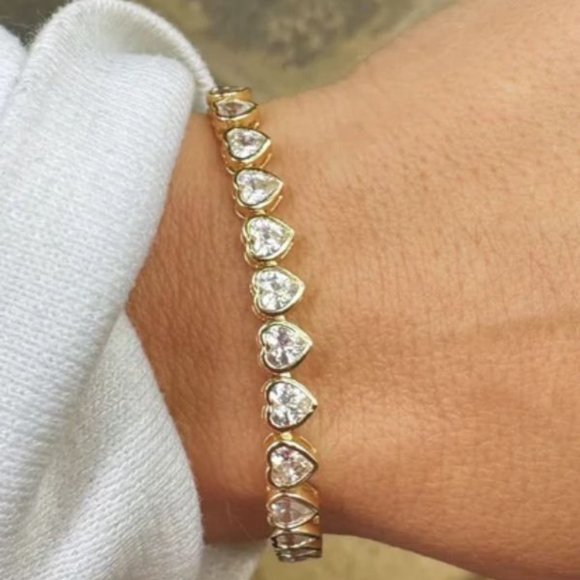 PANDORABOX BOUTIQUE | Jewelry | Heart Shaped Diamond Bezel Tennis ...